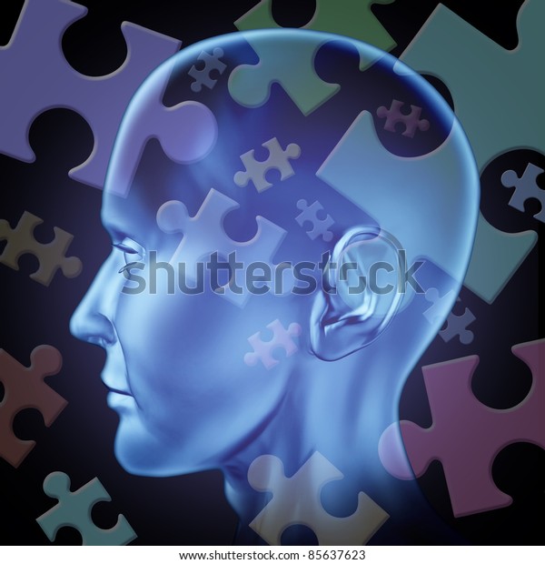 Puzzled Mind Brain Teasers Symbol Featuring Stock Illustration 85637623