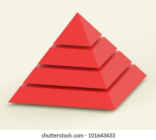Red Pyramid Diagram 4 Steps Vector Stock Vector (Royalty Free) 131281739
