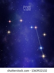 Pyxis Compass Constellation Map On Starry Stock Illustration 1363922132 ...