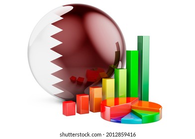 Qatari Flag Growth Bar Graph Pie Stock Illustration 2012859416