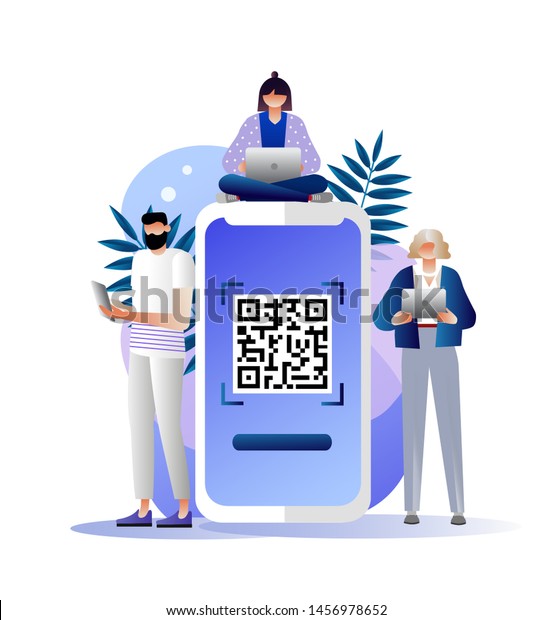 Qr Code Scanning Illustration Concept People Stock Illustration ...