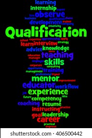 Qualification Word Cloud Concept On Black Stock Illustration 406500442 ...