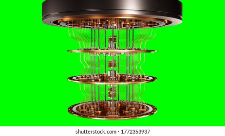 Quantum Computer Green Background 3d Render Stock Illustration ...