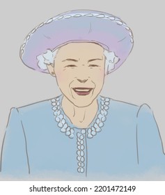 Queen Elizabeth Ii Smiling While Wearing Stock Illustration 2201472149 ...