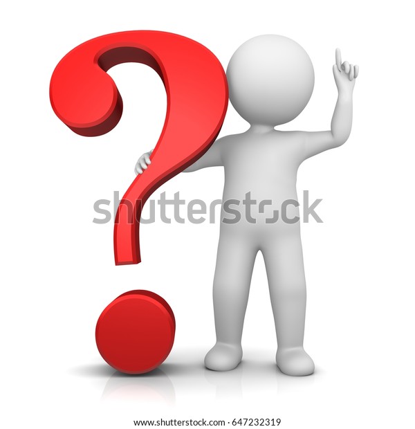 question mark 3d red man in winning pose idea gesture rendering ...