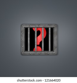 Question Mark Behimd Riveted Metal Prison Stock Illustration 121664020