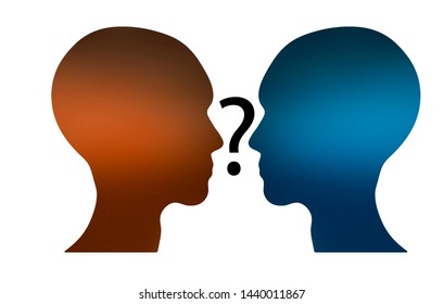 Question Mark Between Two Heads: ilustrações stock 1440011867 ...