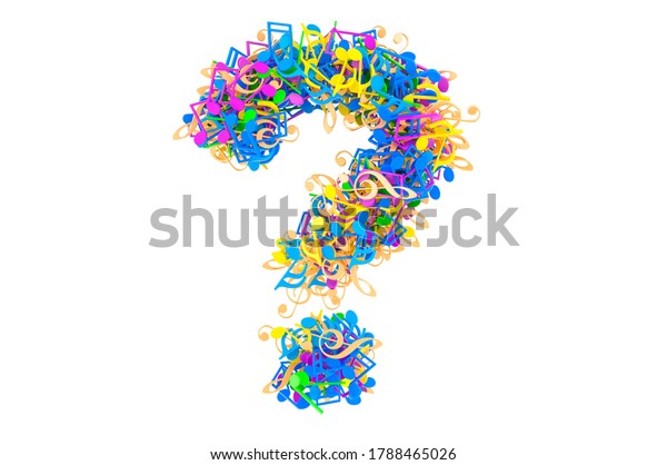 Ilustrasi Stok Question Mark Colored Musical Notes 3d 1788465026 ...