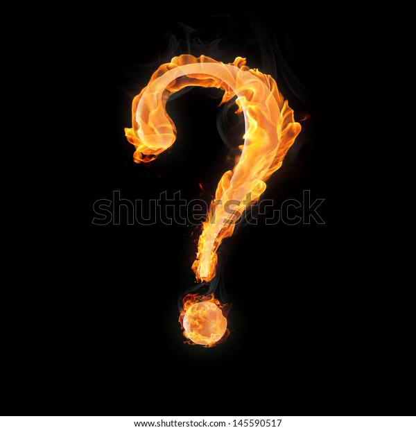 Question Mark Fire On Black Background Stock Illustration 145590517