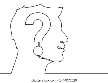 Question Mark Head Iconcontinuous Line Drawing Stock Illustration ...