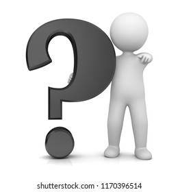 Question Mark Stickman 3d Isolated Black Stock Illustration 589467002