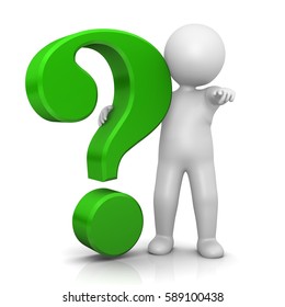 Question Mark Stickman 3d Green Isolated Stock Illustration 589100438 ...