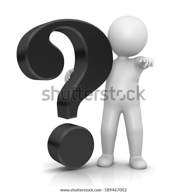 Question Mark Stickman 3d Isolated Black Stock Illustration 589467002