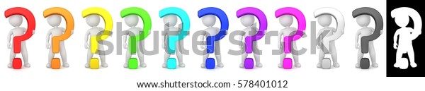 Question Mark Stickman 3d Multi Color Stock Illustration 578401012 ...