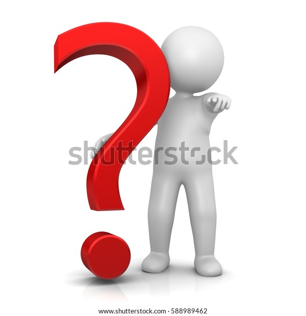 Question Mark Stickman 3d Red Isolated 库存插图 588989462