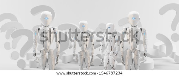 Question Marks Humanoid Robots 3dillustration Stock Illustration ...