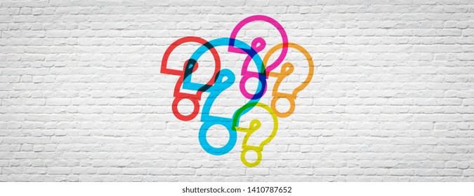 Question Marks On Brick Wall Banner Stock Illustration 1410787652 ...