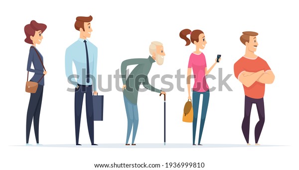 Queue Persons Profile Characters Male Female Stock Illustration 1936999810
