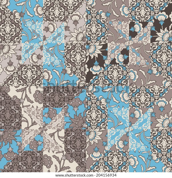 Quilt Abstract Seamless Pattern Patchwork Craft Stock Illustration ...