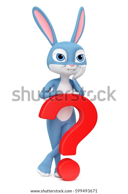 Rabbit Isolated On White Background Question Stock Illustration 599493671