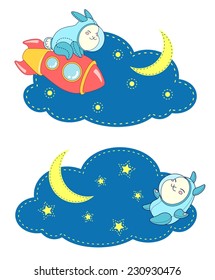 Rabbit Rocket Moon Stock Illustration 230930476 | Shutterstock