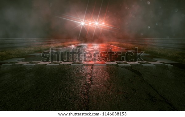 Race Track Rain 3d Rendering Stock Illustration 1146038153