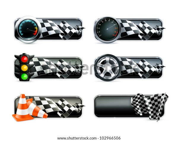 Racing Banners Set Bitmap Copy Stock Illustration 102966506