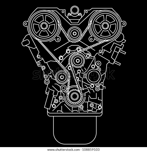 Racing Engine Front View Illustration Stock Illustration 108859103