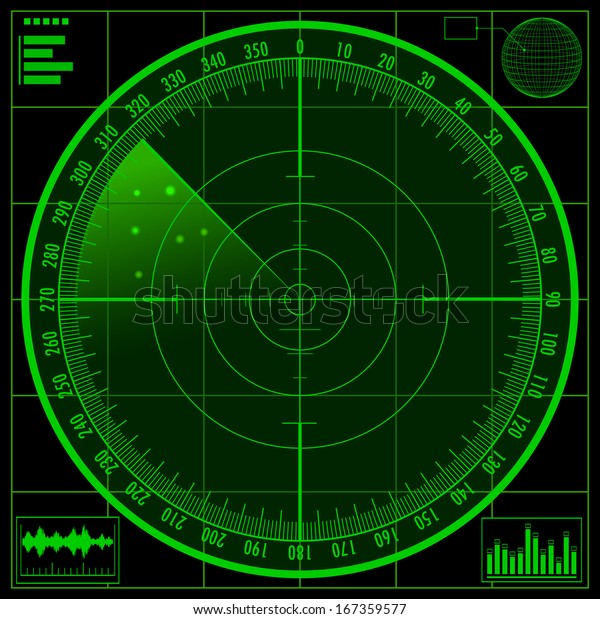 Radar Screen Raster Version Illustration Stok İllüstrasyon 167359577