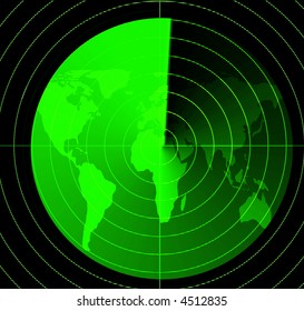 Radar Screen World Map Stock Illustration 4512835
