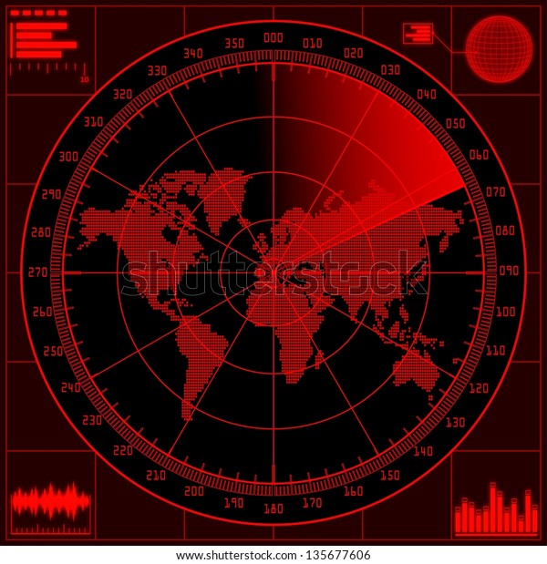 Radar Screen World Map Raster Version Stock Illustration 135677606 ...