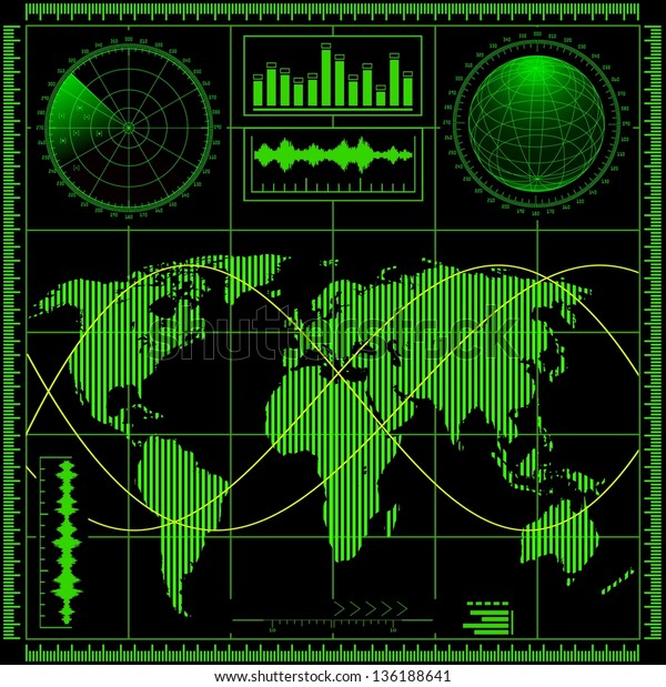 Radar Screen World Map Raster Version 스톡 일러스트 136188641 | Shutterstock