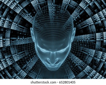 Radiating Mind Series 3d Rendering Wiremesh Stock Illustration 720556906