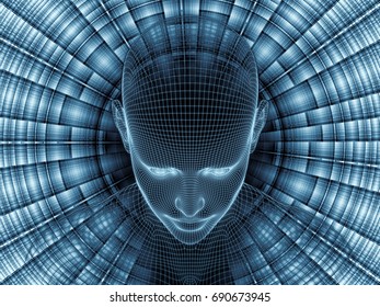 Radiating Mind Series 3d Rendering Wiremesh Stock Illustration 720556906