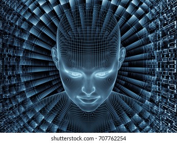 Radiating Mind Series 3d Rendering Wiremesh Stock Illustration 720556906