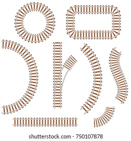 Set Railroad Tracks Different Shapes Straight Stock Vector (Royalty ...
