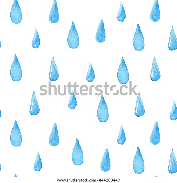 Rain Drops Seamless Pattern Watercolor Hand Stock Illustration 444200449