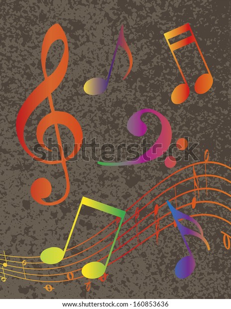 Rainbow Colors Musical Notes Treble Clef Stock Illustration 160853636 ...