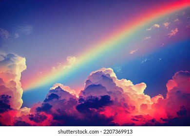 Rainbow Pink Clouds Sky Background Abstraction Stock Illustration ...