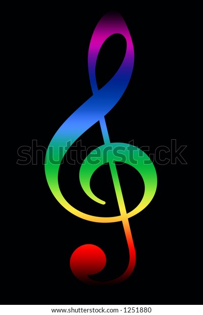 Rainbow Treble Clef On Black Stock Illustration 1251880 | Shutterstock