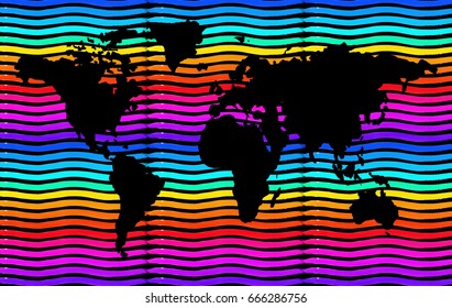 Rainbow World Map Stock Illustration 666286756 | Shutterstock