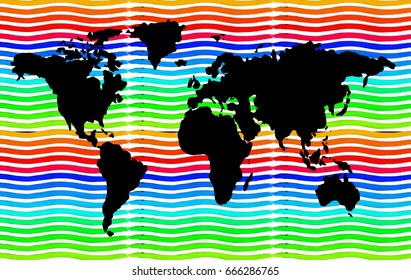 Rainbow World Map Stock Illustration 666286765 | Shutterstock