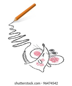 Rapid Pencil Drawing Amusing Mouse Stock Illustration 96474542 ...