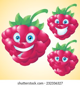 Raspberry Smiling Face Expression Cartoon Character: เวกเตอร์สต็อก ...