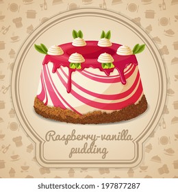Raspberry Vanilla Pudding Dessert Label Food Stock Illustration ...