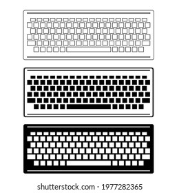 Raster Computer Keyboard Icon Set Isolated Stock Illustration ...
