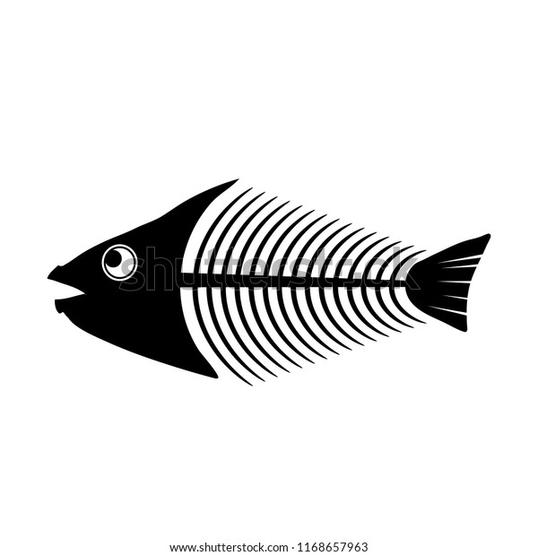 Raster Fish Bone Skeleton Symbol Isolated Stock Illustration 1168657963 ...