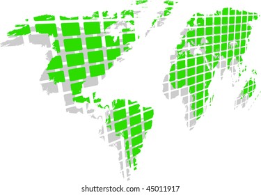 Raster Green World Map Vector Version Stock Illustration 45011917 ...