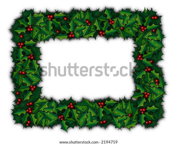 Raster Illustration Depicting Rectangular Christmas Wreath Stock ...