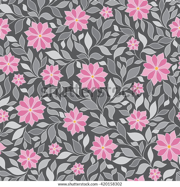 Raster Illustration Seamless Pattern Abstract Flowersfloral Stock ...